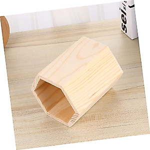 SEWACC 8 pcs Hexagon Compartments Organizers Multi Planter Toothbrush Color Holder Tube Wood Unpainted Unfinished Bedroom DIY Stand Stationery Crafts Pot Cosmetic Vase