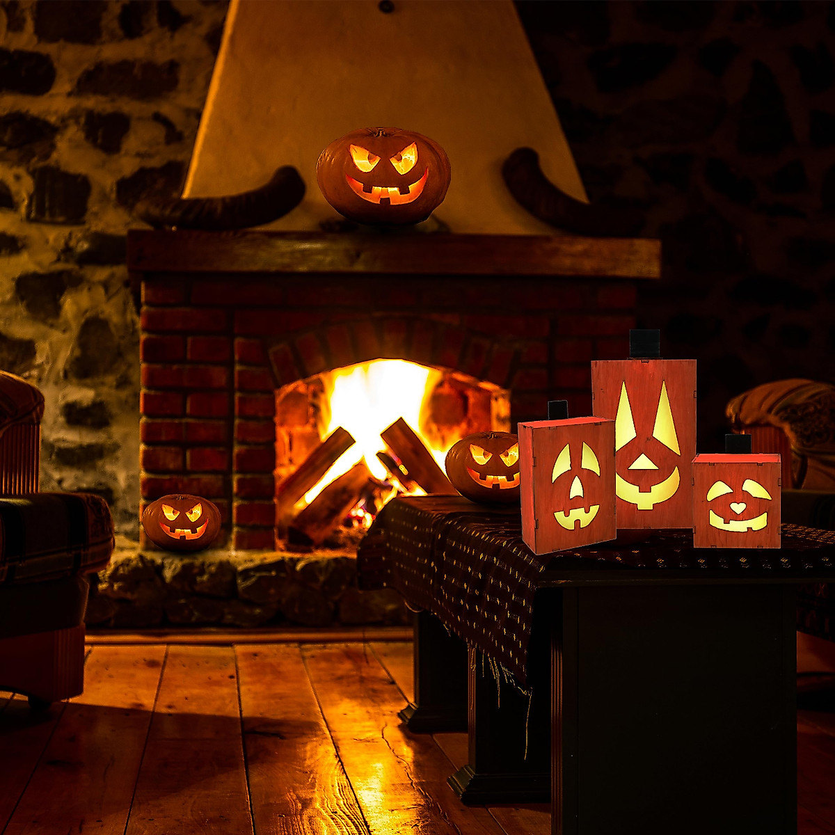 Gift Boutique Halloween Pumpkin Wood Paint Craft Kit 3 Set Sizes Jack O Lantern Unfinished Wooden for Kids Arts & Craft Project Painting Activity