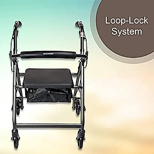 McKesson Rollator Walker with Seat and Wheels, Lightweight, Aluminum, 300 lbs Weight Capacity, Silver, 1 Count