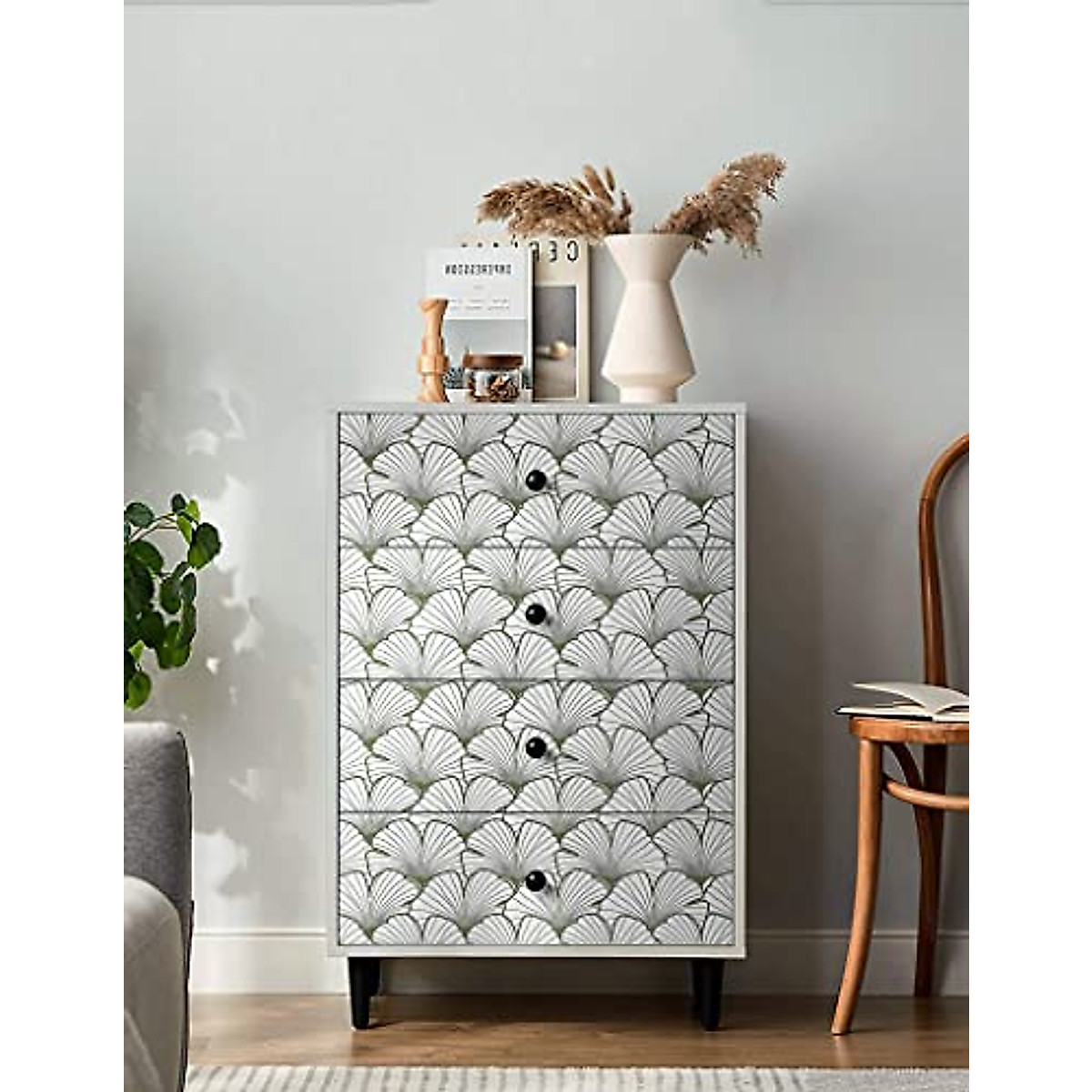 Heroad Brand Green Leaf Wallpaper Peel and Stick Green Ginkgo Leaves Wallpaper Geometry Contact Paper Self Adhesive Boho Thicken Contact Paper for Cabinets Removable Waterproof Vinyl 15.5"x196"