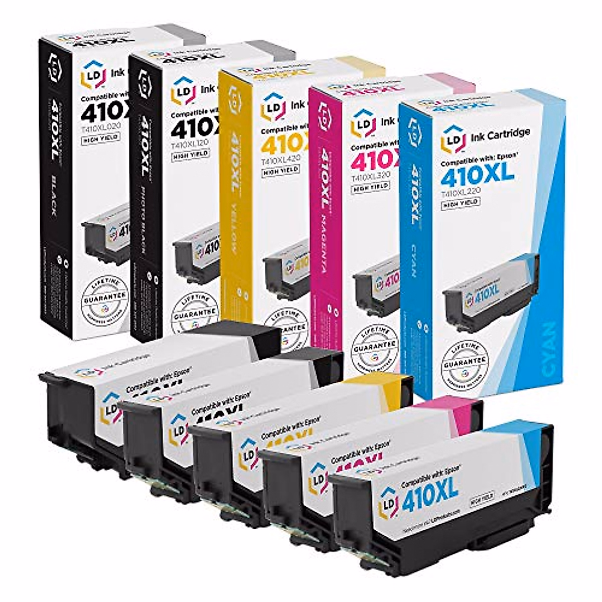 LD Products Remanufactured Ink Cartridge Replacements for Epson 410XL High Yield (Black, Cyan, Magenta, Yellow, Photo Black, 5-Pack) for use in Expression: XP-7100, XP-530, XP-630, XP-635, and XP-640