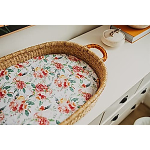 NODNAL CO. Changing Pad Cover - 100% Cotton for Baby Girl/Boy - Gender Neutral Patterns & Colors - Universal Fit Changing Pad Liner for Standard 16" x 32" Baby Changing Table Mats ("I Love You")