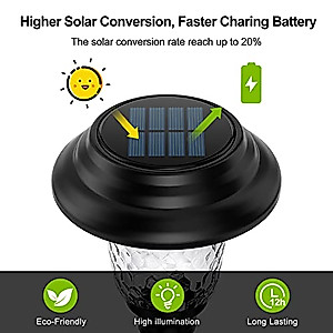 Balhvit Glass Solar Lights Outdoor, 8 Pack Super Bright Solar Pathway Lights, Up to 12 Hrs Long Last Auto On/Off Garden Lights Solar Powered Waterproof, Stainless Steel LED Landscape Lighting for Yard
