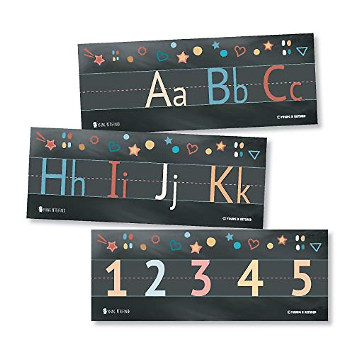Alphabet and numbers classroom Wall Line for teaching ABCs Black Young N Refined (Glossy Paper)