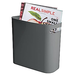 mDesign Plastic Small Trash Can, 1.5 Gallon/5.7-Liter Wastebasket, Narrow Garbage Bin, Handles for Bathroom, Laundry, Home Office - Holds Waste, Recycling, 10" High, Aura Collection, 4 Pack, Dark Gray