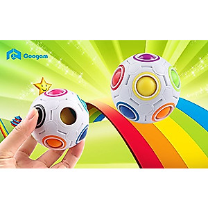 Coogam Rainbow Puzzle Ball with Pouch Color-Matching Puzzle Game Toy Stress Reliever Magic Ball Brain Teaser for Kids and Adults, Children, Boy, Girl Holiday