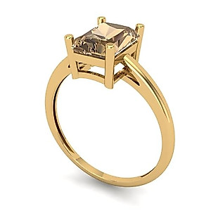 Clara Pucci 2.0ct Emerald Cut Solitaire Champagne Simulated Diamond 4 Prong Engagement Bridal Anniversary Ring 18K Yellow Gold 7.75