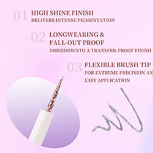 Quxunzzz Liquid Glitter Eyeshadow, Metallic Glitter Shimmer Eye Looks Waterproof Long Lasting Quick-Drying Sparkling Eye Shadow Makeup Liquid Glitter eyeliner #227