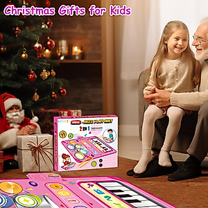 Toys for 1 Year Old Girl Gifts,2 in 1 Piano Mat Montessori Toys for 1 2 Year Old Girl,Educational Musical Toy First Birthday Gifts for 1 2 3 Year Old Girls,Christmas Stocking Stuffers for Toddler Girl