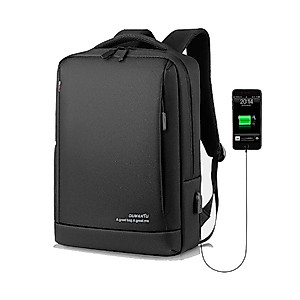 Slim Laptop Backpack Business Travel Durable Laptops Backpack with USB Charging Port College School Computer Bag for Women & Men Fits 15.6 Inch Laptop and Notebook Black