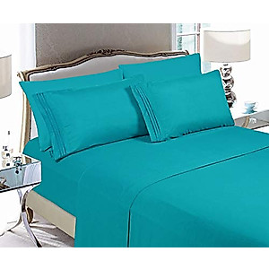 Elegant Comfort Luxury 4-Piece Bed Sheet Set - Luxury Bedding 1500 Thread Count Egyptian Quality, Wrinkle Resistant Cool & Breathable, Easy Elastic Fitted, King, Teal