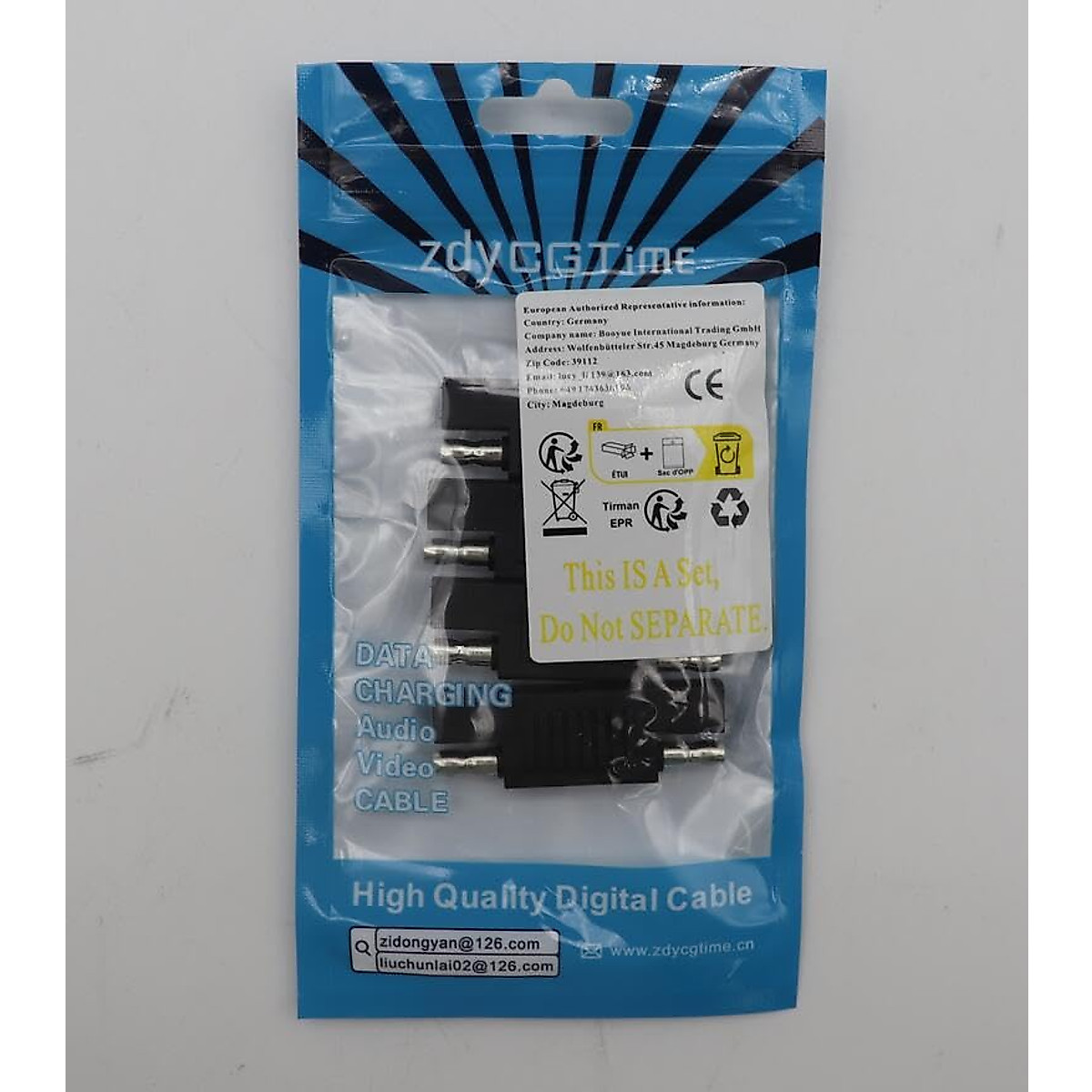 zdyCGTime 4Pack SAE Connector SAE Polarity Reverse Adapter 1.9"x0.28" Gender Charger, Solar Panel Battery Power Charger SAE Male to Male Plug Changer Adapter