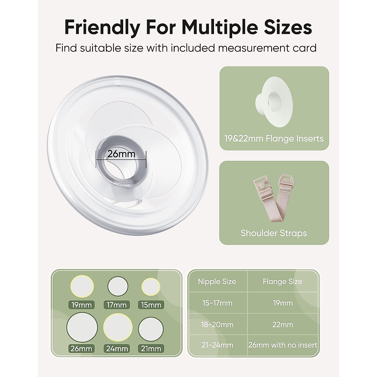 bonoch Wearable Breast Pump Hands Free, Electric Breast Pump, Portable Breast Pump, Dust Covers, Nipple Ruler, 3Modes&9Levels, Food Grade Silicone, 120min Battery, USB C Port, 19+22+26mm Flanges