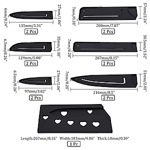 CHGCRAFT 13Pcs 7 Sizes Plastic Universal Knife Edge Guards Non-BPA Knife Sheath Black Knife Cover Sleeves Knife Protectors