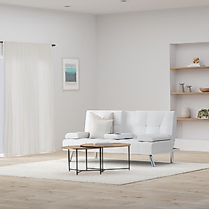 Best Choice Products Faux Leather Upholstered Modern Convertible Futon, Adjustable Folding Sofa Bed, Guest Bed w/Removable Armrests - White