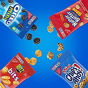 OREO Mini Cookies, CHIPS AHOY! Mini Cookies, Nutter Butter Bites & RITZ Bits Cheese Crackers Variety Pack, 15 Big Bags (assortment may vary)