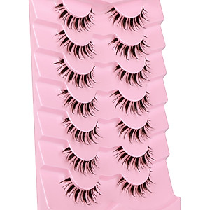 Manga Lashes Natural Look Faux Mink Lashes Soft Wispy Tapered End Reusable 7 Pairs False Eyelashes Pack by ALICE