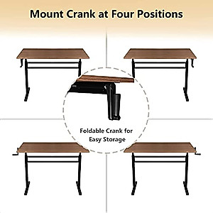 ERGO COMFY Manual Height Adjustable Standing Desk, 48 x 24 Inch Hand Crank Standing Desk with One-Piece Table Top, Sit Stand up Rising Desk, Home Office Computer Workstation, Walnut and Black