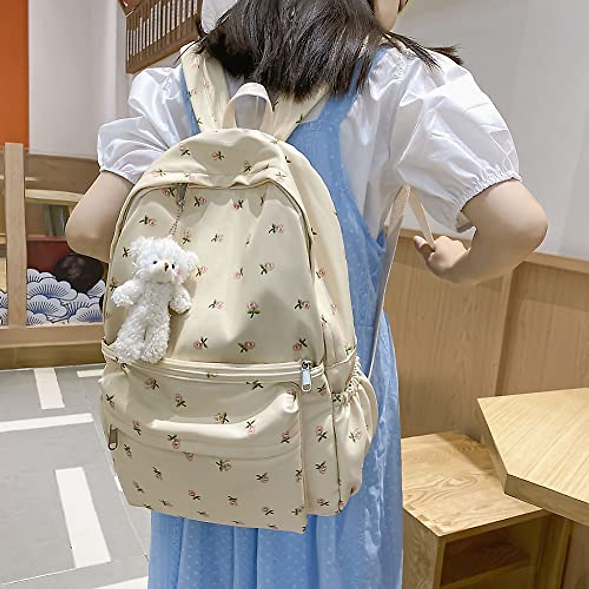 Cute Kawaii Backpack Floral Backpack for School Coquette Aesthetic Backpack Rucksack for Women Girls Back to School Supplies Coquette School Bag