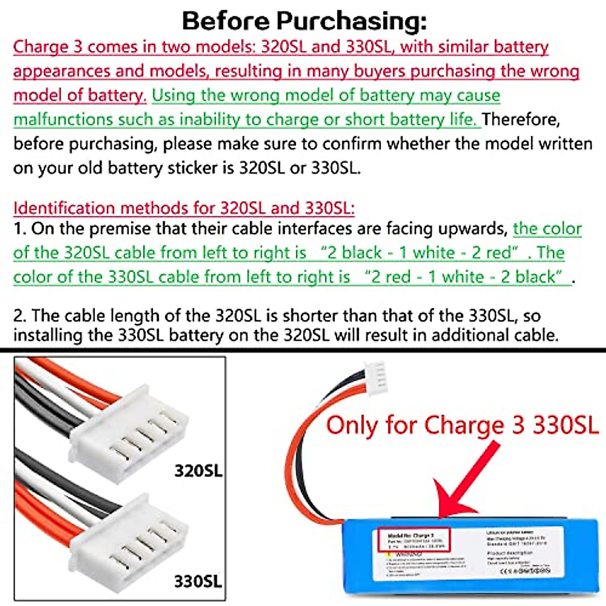 QaoMrt 8000mAh High Capacity Replacement Battery for JBL Charge 3, JBL GSP1029102A 330SL Speaker with Repair Tool Kit (Model No: Charge 3, Part No: GSP1029102A 330SL)
