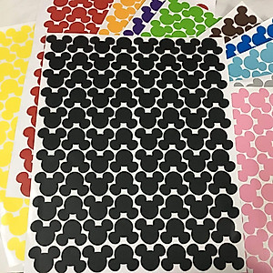 176pcs Cartoon Mickey Mouse Head Art Wall Decals for Kids Room Boy Bedroom Vinyl Wall Decor Nursery Kids Wall Stickers (Black)