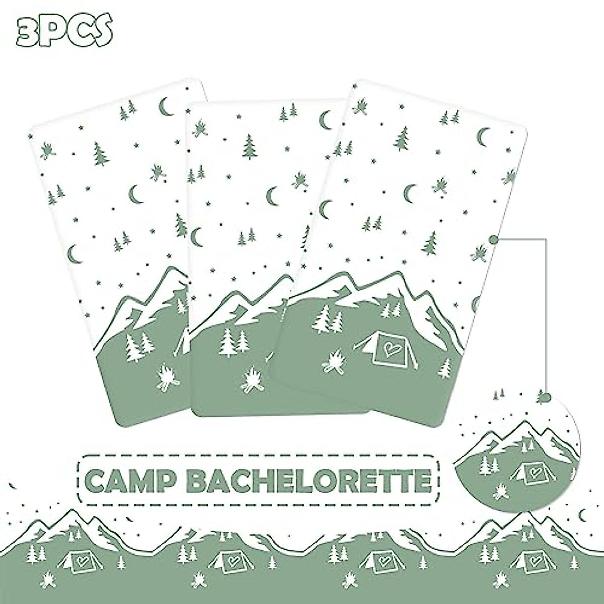 ssailue decor 3pcs Camp Bachelorette Party Disposable Tablecloth,Mountain Camp Bachelorette,Weekend in The Woods for Girls Bridal Shower Wedding Engagement Party Decorations