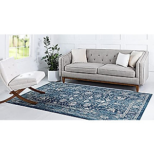Unique Loom Oslo Collection Traditional Botanical Navy Blue Area Rug (6' x 9')