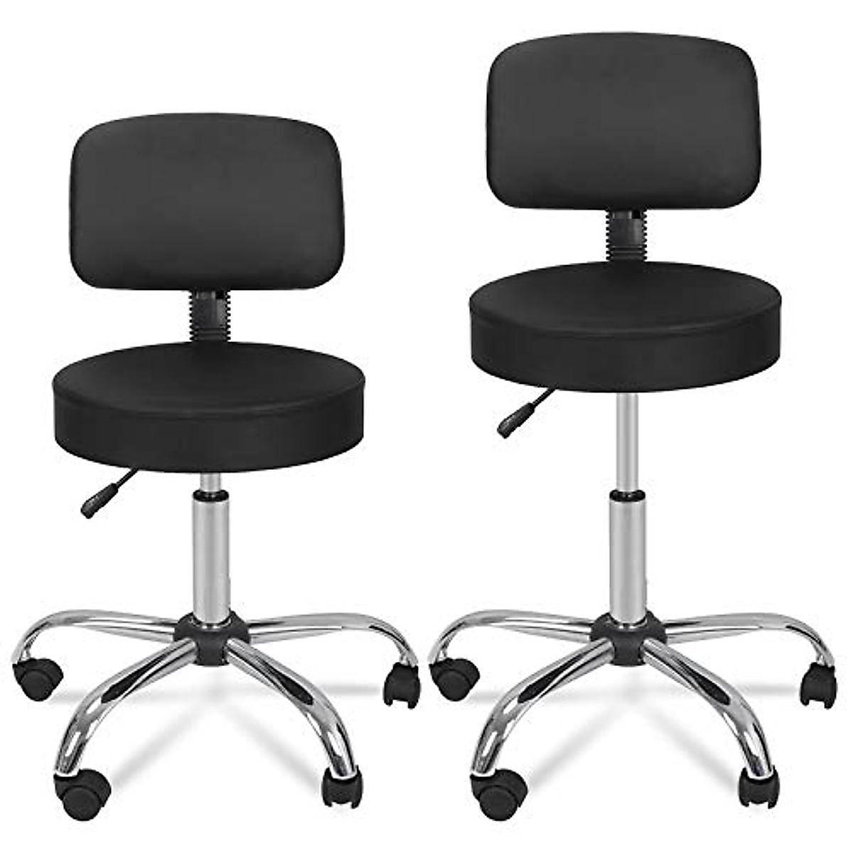 Nova Microdermabrasion Rolling Stool Swivel Salon Stool Chair Adjustable Drafting Stool Tattoo Office Massage Medical Facial Spa Stool with PU Cushion Backrest 4pcs