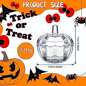 Tanlade Glass Pumpkin Candy Jar Halloween Candy Bowl Pumpkin Jars with Lids Pumpkin Jar with Cover Transparent Target Glass Candy Dish with Lid for Halloween Home Party Wedding Decor (8)