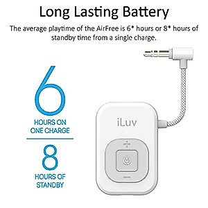 iLuv AirFree Bluetooth Wireless Stereo Audio Transmitter Adapter with 3.5mm Cable; Ideal for Airplane Flight, Nintendo Switch, Gym Treadmill, TV; Compatible with BT Earbud, Earphone, Headphone, AirPod
