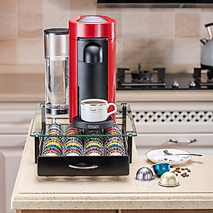 Flagship for Nespresso Pod Holder Drawer Coffee Pod Organizer Storage for Nespresso Capsules Holder Glass Storage Tray Vertuo 40 Pods