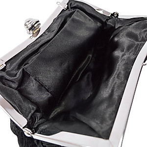 TrendsBlue Elegant Braided Pleated Glitter Rhinestone Clutch Evening Bag, Black