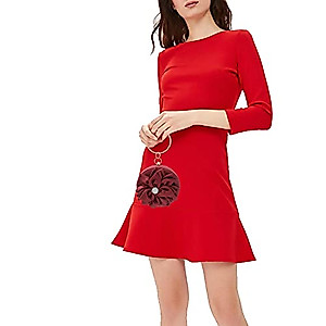 Barode Women Evening Bag Satin Flower Clutch Purse Wedding Party Prom Handbag (Red)