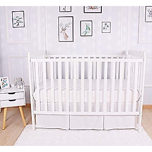 CaSaJa Classic Microfiber Crib Skirt with 2 Pleated Workmanship, Soft Breathable Dust Ruffle Fits Standard Crib and Toddler Bed, Pure White Color for Baby Boys and Girls, 14 inches Drop, White