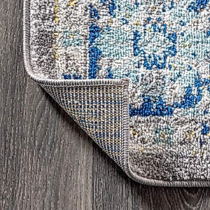 JONATHAN Y MDP204A-8 Modern Persian Boho Floral Gray/Navy 8 ft. x 10 ft. Area-Rug, Bohemian, Easy-Cleaning,for Bed,Kitchen,Living Rooms, Non Shedding