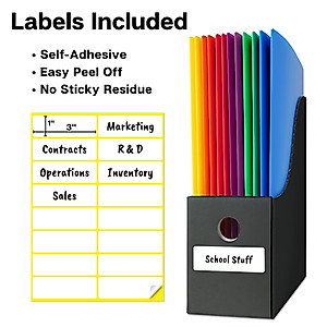 Dunwell Black Magazine File Holder (2 Pack) - Sturdy Cardboard Magazine Holder, Folder Organizer, Folder Holder, Magazine Storage Box, Paper Organizer Storage or Book Bins, Assembles in Seconds