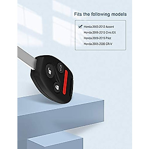 2Pcs Replacement Key Fob Shell Keyless Entry Remote fits Honda Accord 2012 2011 2010 2009 2008 2007 2006 2005 2004 2003 / Pilot/CR-V/Civic EX 2006-2013