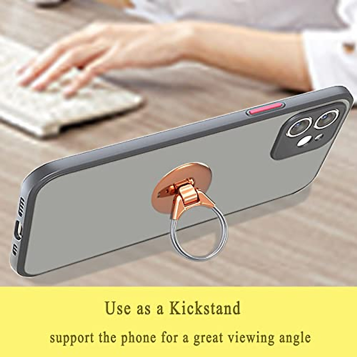 Phone Ring Holder Finger Kickstand ULVMYRING[4 in 1]-Phone Ring Grip, 360° Rotation Phone Kickstand,CD Slot & Air Vent Car Phone Mount,Compatible with iPhone,Samsung,LG and More(2Pack Rose Gold)