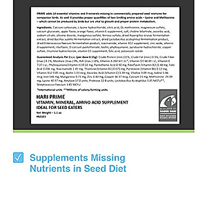 Hagen Prime Parrot Vitamin, Mineral and Amino Acid Supplement for Seed Eating Birds, 1.1 oz