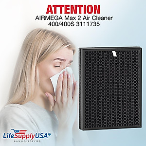 True HEPA Air Cleaner Filter Replacement Compatible with AIRMEGA Max 2 Air Cleaner 400/400S 3111735 by LifeSupplyUSA