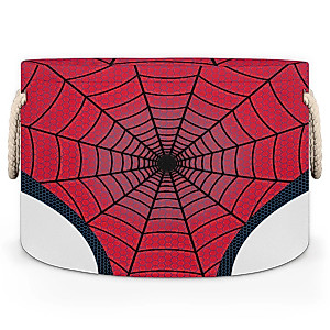 LLCXCSI Storage Baskets, Foldable Round Organizer Bins with Dual Handles Nursery Closet Shelf Storage Cube Box for Clothing, Books, Cosmetic, Toys, (Red Spider Web,19.4"x13.3")