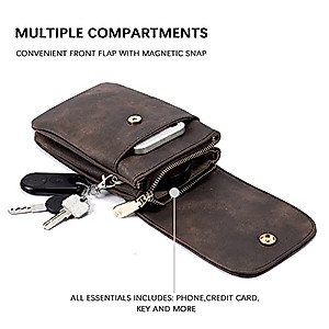 BOSTANTEN Leather Small Crossbody Bags for Women Designer Cell Phone Bag Wallet Purses Adjustable Strap Retro Coffee