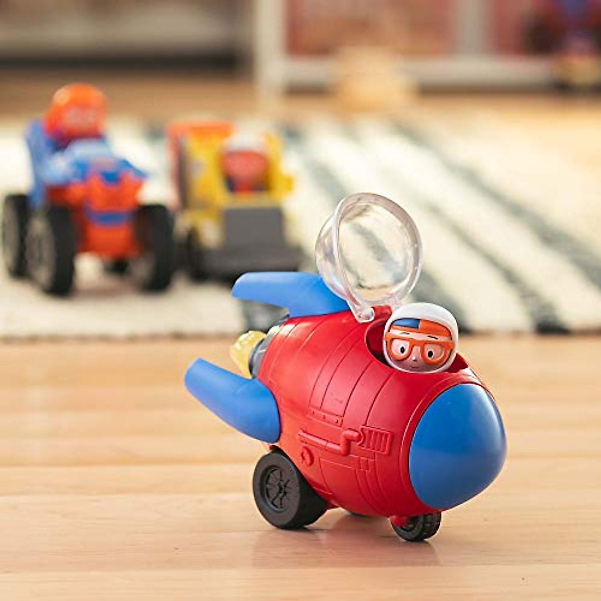 Blippi Rocket Ship - Mini Vehicle with Freewheeling Features Including 2” Classic Character Toy Figure - Imaginative Play for Toddlers, Young Children, Preschoolers