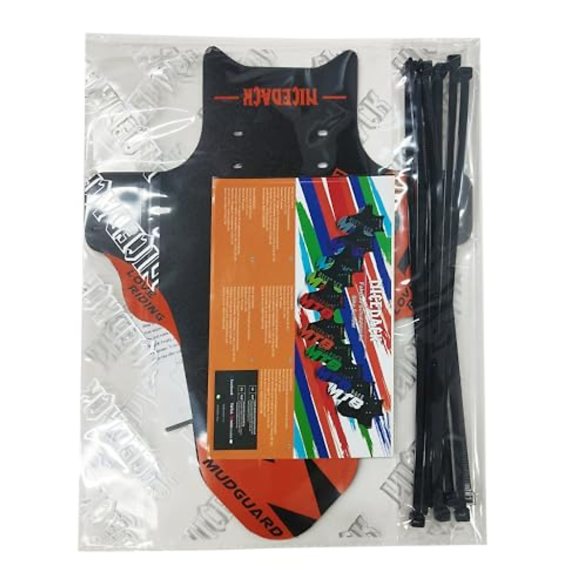 NICEDACK Mudguards Mountain Bike, 2 Pieces Mudguard Fit 20-29 Inch MTB Mudguard Front and Rear Compatible Bicycle Splash Guard (Orange)