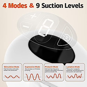 Wearable Breast Pump, Hands Free Breast Pump with 4 Modes & 9 Levels, LED Display, Leak-Proof, Low Noise Painless Electric Portable Breast Pump, Invisible in Bra Breast Pump 2 Pack(18/20/24mm Flange)