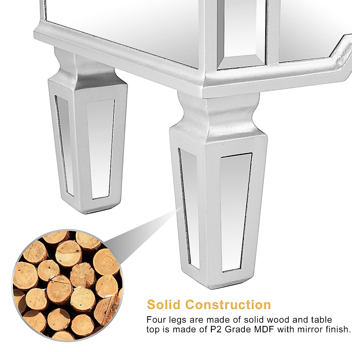 Bonnlo Mirrored Dresser 6 Mirrored Drawers, Mirrored Cabinet, Glass Mirror Dresser for Bedroom with 6 Storage Drawer Modern Chest of Drawers, Silver, 32”L x 12”W x 28”H