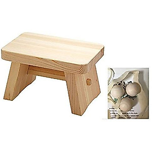 Youbi Made in Japan Onsen Goods Hinoki Pure Wood Bath Stool H6.2 Inches 12401