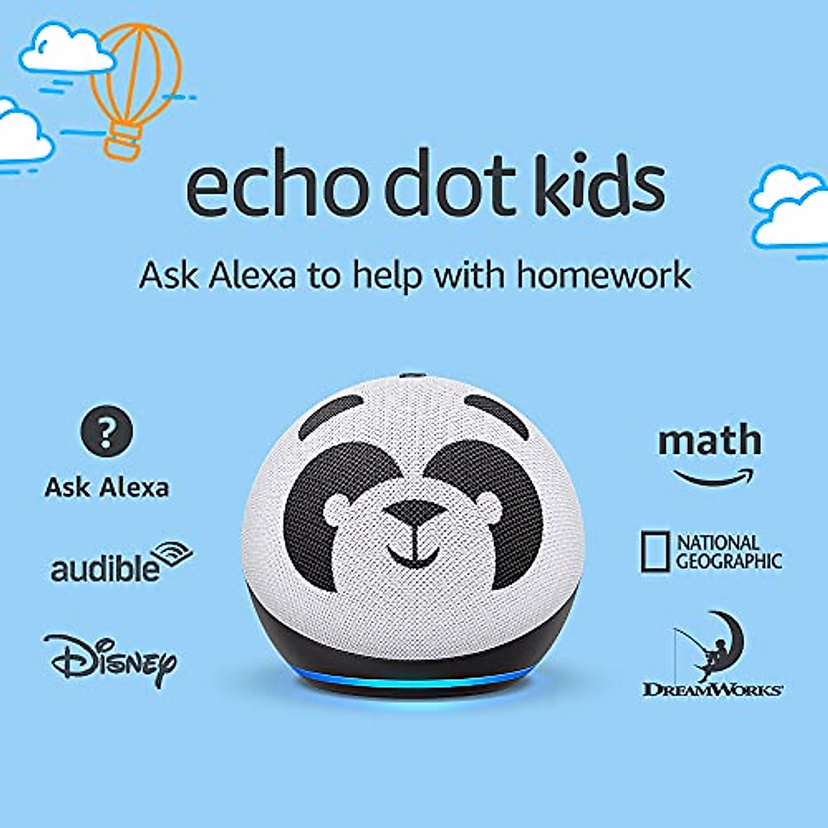 Echo Dot (4th Gen, 2020 release) Kids | Designed for kids, with parental controls | Panda