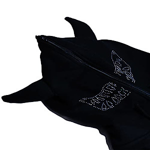 Ponitrack Y2K Rhinestone Aesthetic Graphics Devil Snake Zip Hooded Sweatshirt Harajuku Goth Oversized Hoodie Grunge Emo (Black,Large,Large)