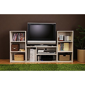 IRIS USA Wooden Modular Media Box, TV Stand with Holes for Cords from Television Stereo Game System and Other AV Equipment, Off White
